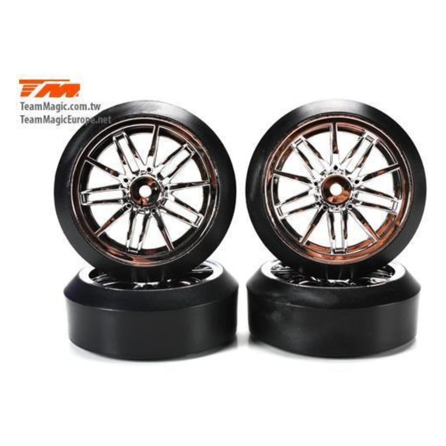 Tires - 1/10 Drift - mounted - Starlight Wheels Silver - 12mm Hex - 45 ...