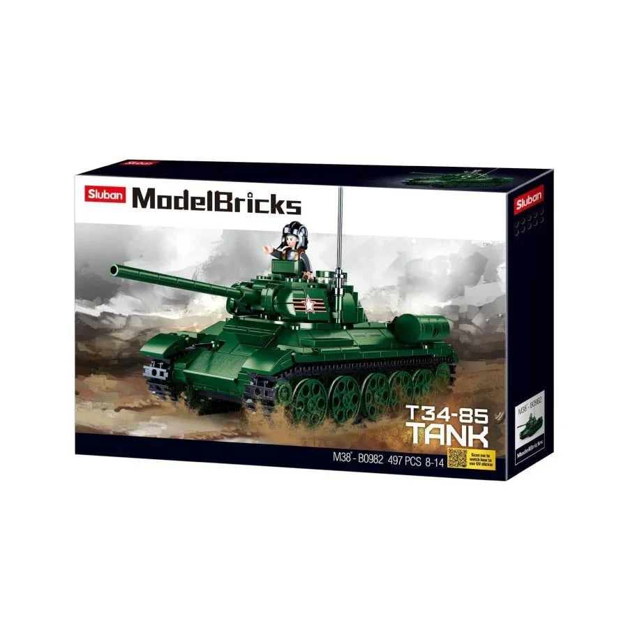 Sluban M38-B0982 Soviet T-34/85 Tank – 497-Piece WWII Building Set ...